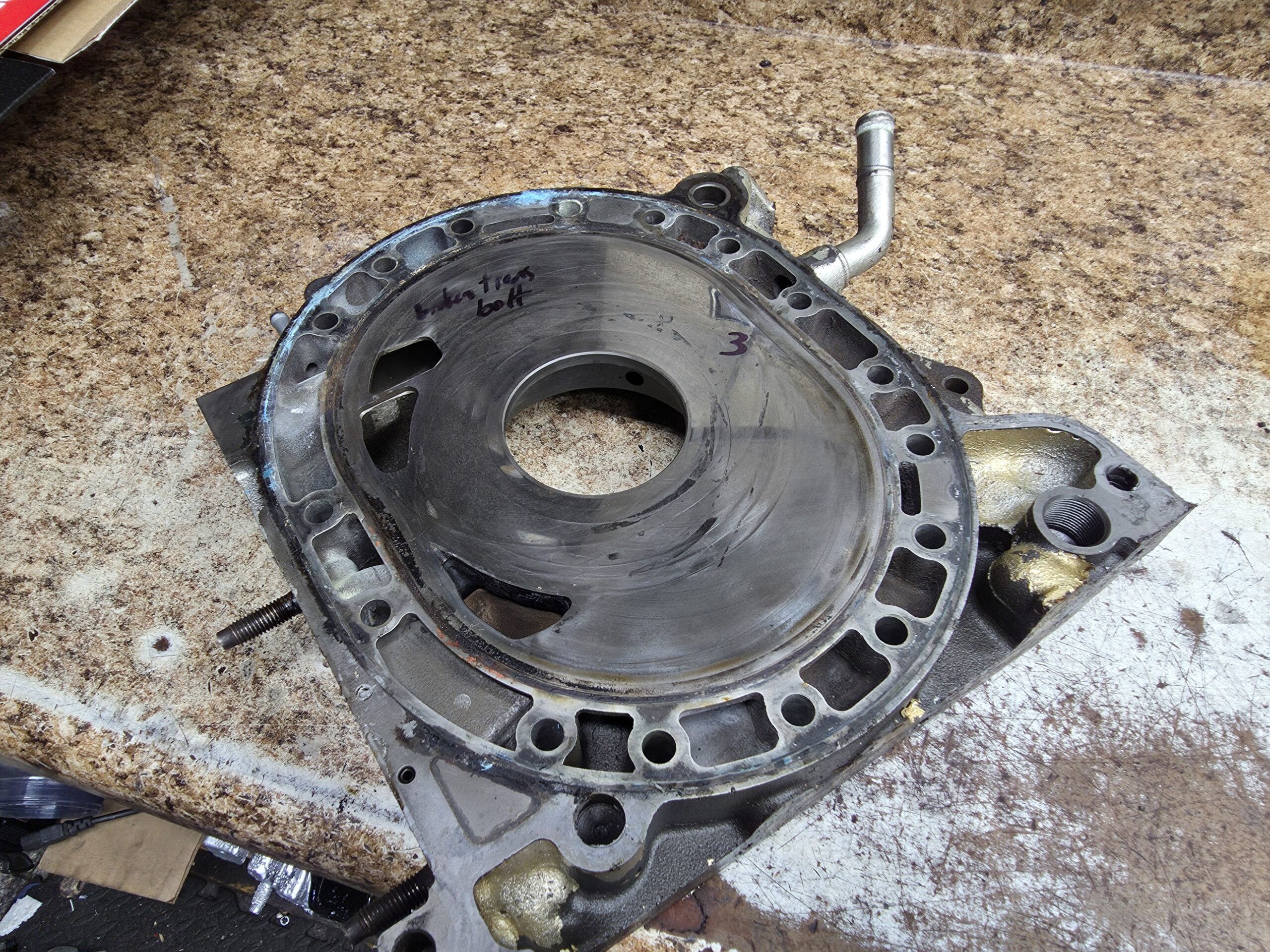 rx8 09-11 S2 6 port used engine manual rear iron housing/plate/steel ...